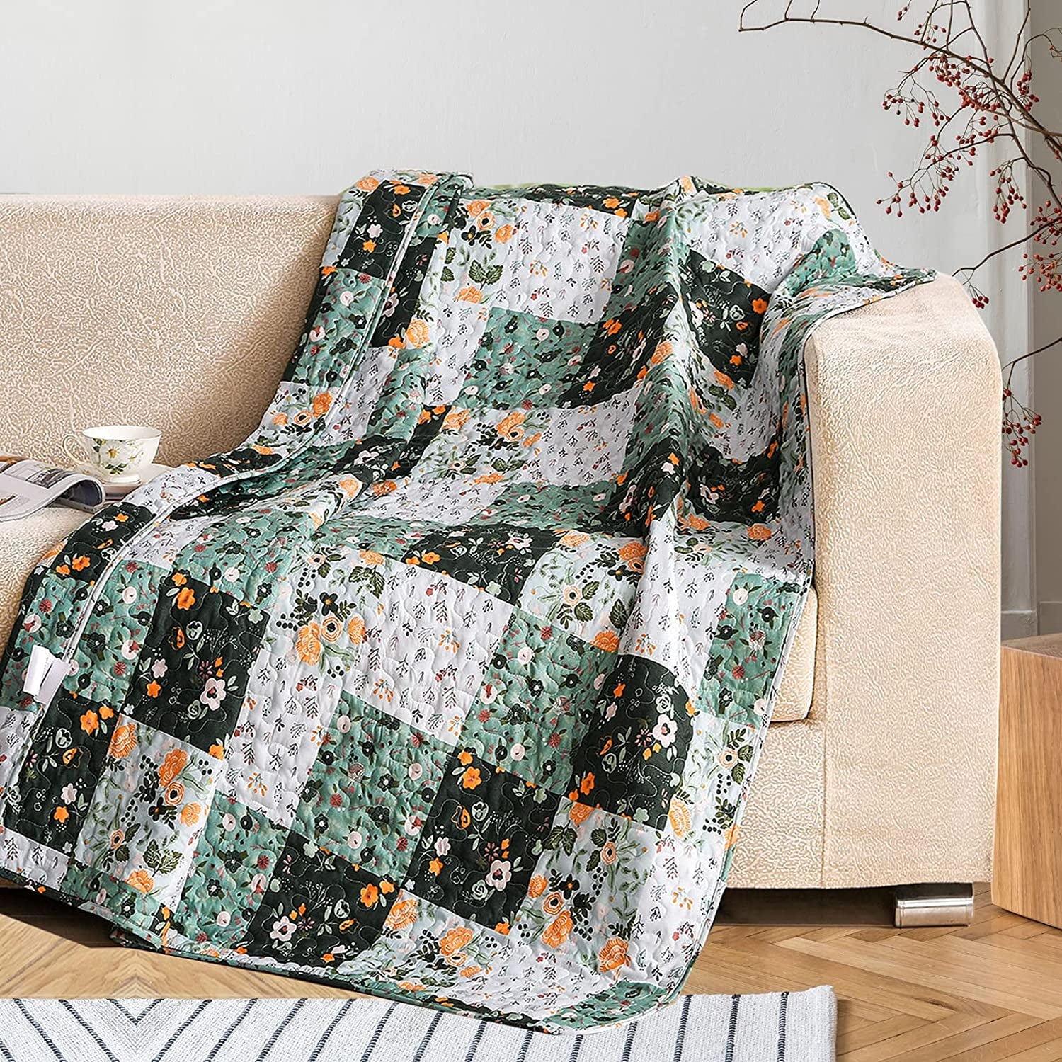 Exclusivo Mezcla Microfiber Boho Patchwork Pattern Quilted Throw Blank ...